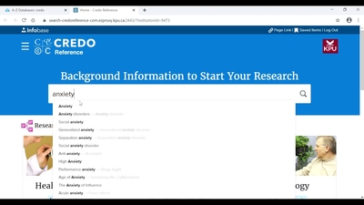 Credo Database Search - Psychology - KPU Video Portal