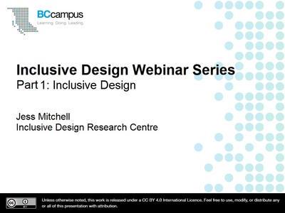Inclusive Design Webinar Series Part 1: Inclusive Design - BCcampus