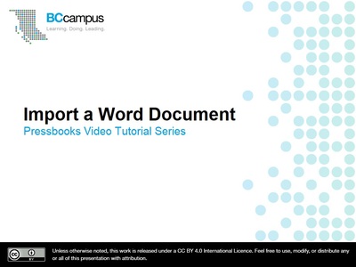 How to Import a Word Document - BCcampus