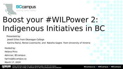 ACE-WIL Boost your #WILPower 2: Indigenous Initiatives in BC (March 17 ...